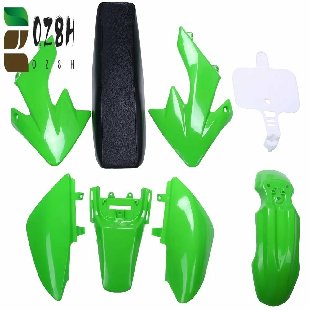 Q3(F X Z V) 8Pcs 50Cc 110Cc 125Cc 140Cc Пластиковый 4-тактный Crf50 Pit Off-Road Bike Set Брызговик Сиденье - Мотоцикл Diy Kits Зеленый