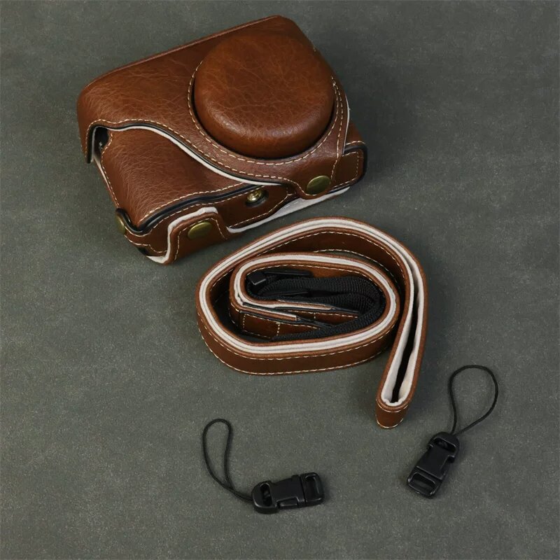 Подходит для сумки для фотоаппарата Panasonic ZS99, кожаного защитного чехла tz99 с отверстием для крепления. коричневый