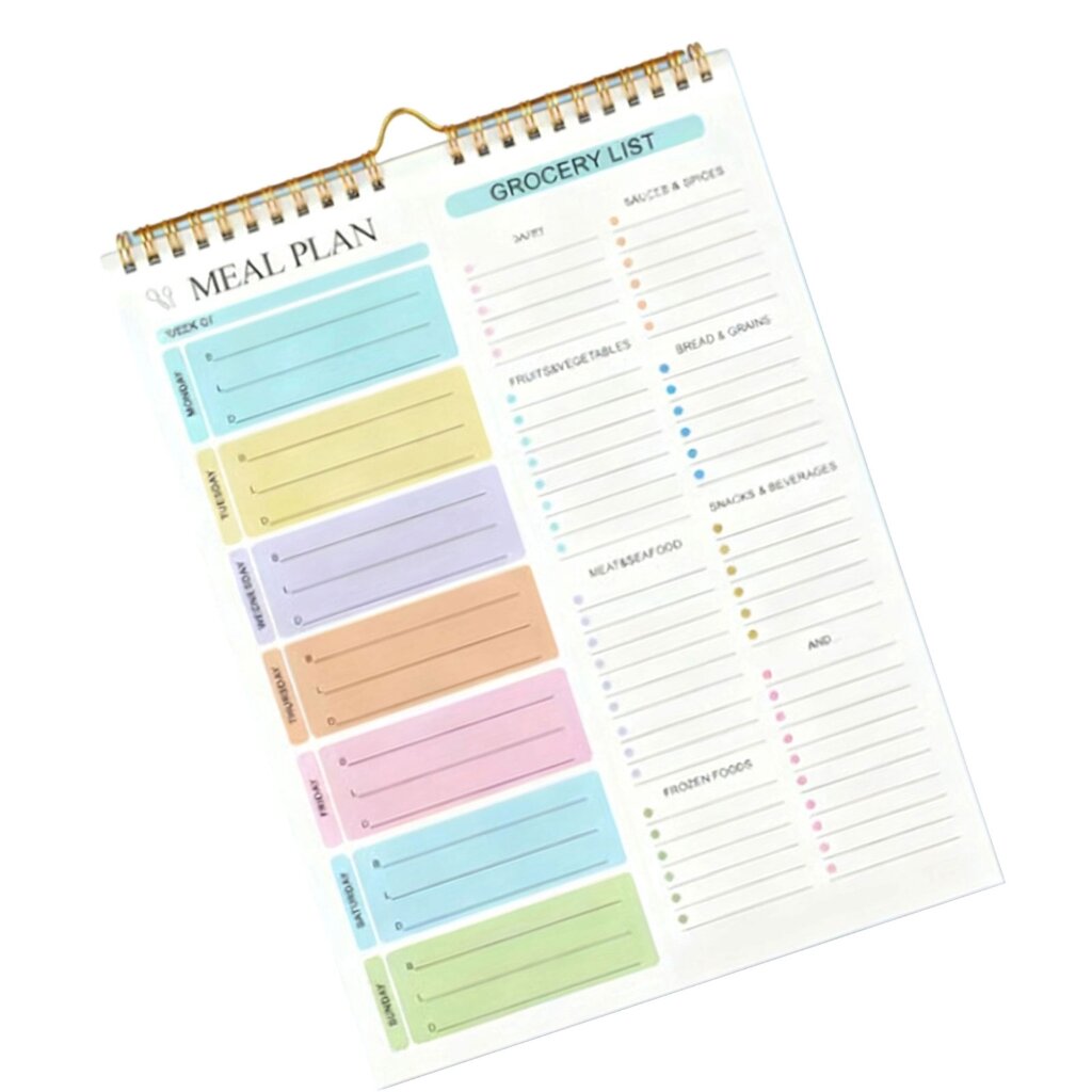 Две Вязки Провода Пищевой Планировщик 52 Лист Магнитный Еженедельник Питания Ноутбука