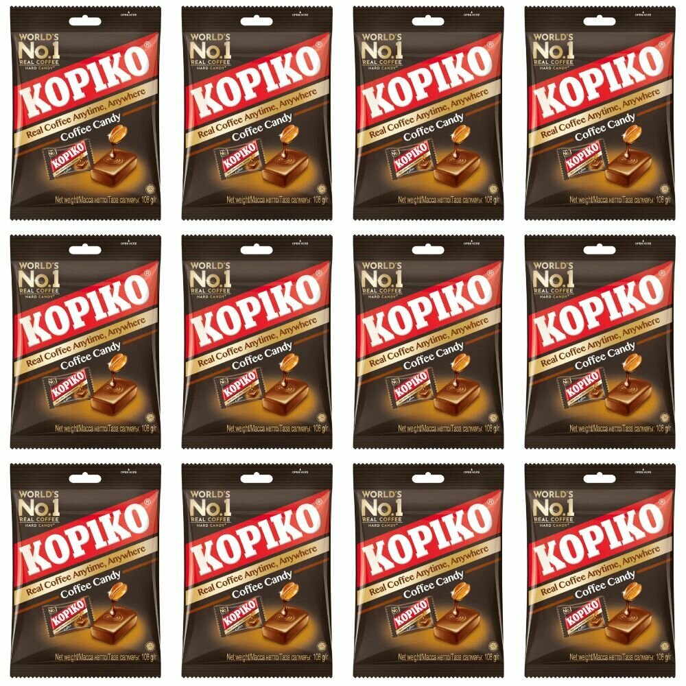 Kopiko Coffee Candy Леденцы кофейные, 108 гр, 12 шт