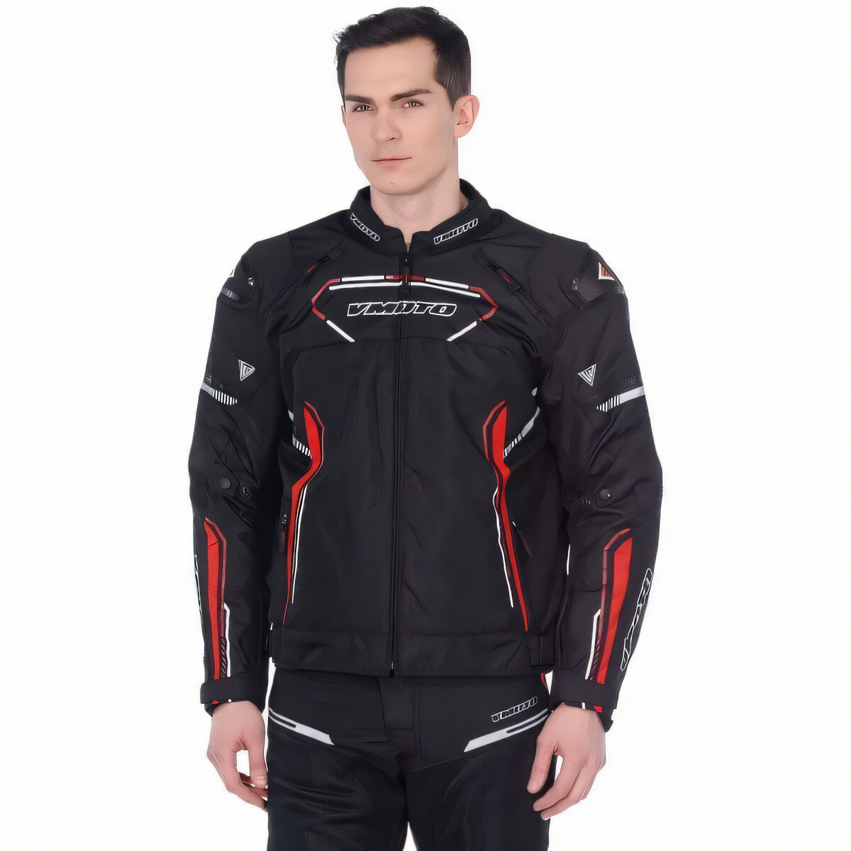 Мотокуртка Vmoto Bostun 2 Black/Red M, защита на плечах и локтях