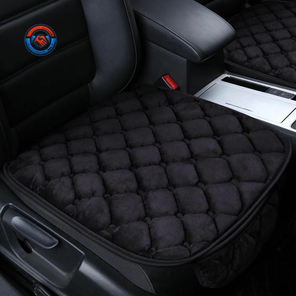 Универсальный зимний и летний антискользящий чехол на переднее сиденье автомобиля из плюша, защита от износа и грязи, карманы для мелочей, совместим с 98% машин