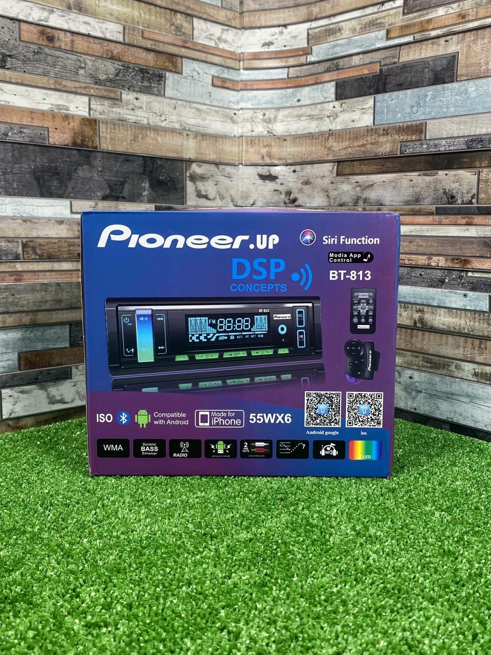 Автомагнитола Pioneer.Up BT-813, Android-приложение, ISO *Блютуз Bluetooth 7 цветов