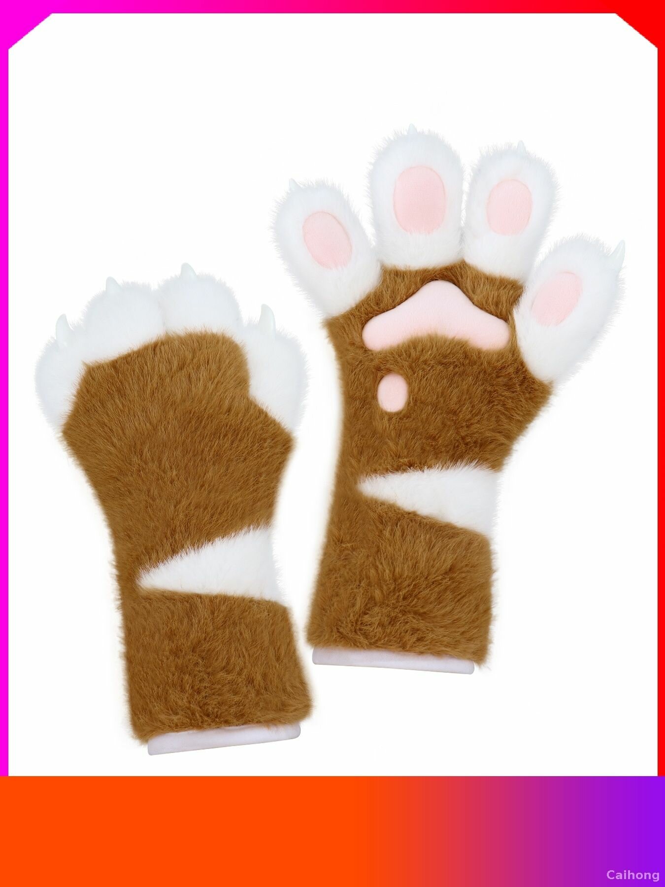 Эксклюзивные мягкие перчатки в виде лап зверя с когтями для фурсьюта, модель Квадробик