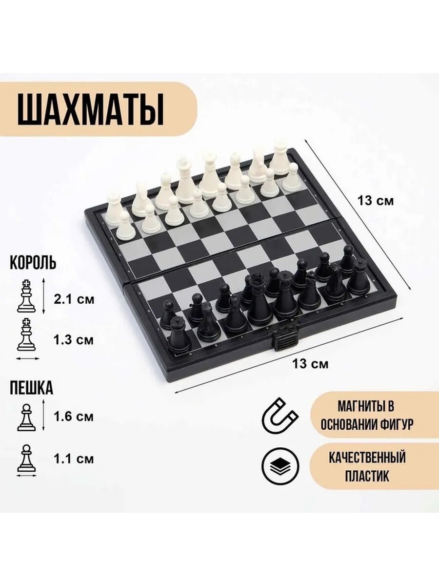 Компактные магнитные шахматы для путешествий