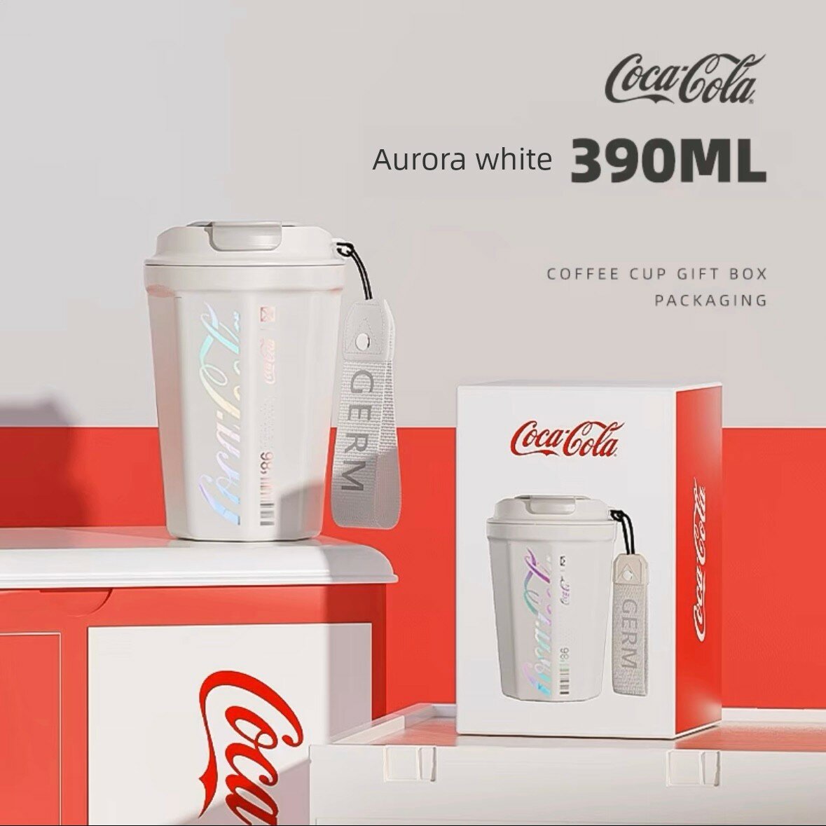 Премиум-термос из нержавеющей стали 316 с аурой-белым цветом, объемом 390 мл, герметичный и без BPA для повседневного