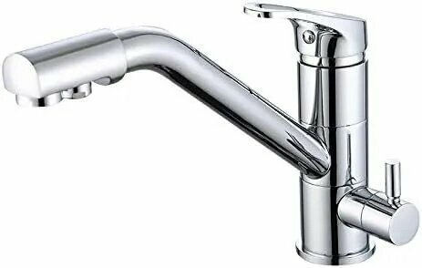 Трехходовой кухонный кран, латунный кран с возможностью поворота на 360 , для подачи горячей и холодной воды, с выпуском фильтрованной воды и керамическим клапаном