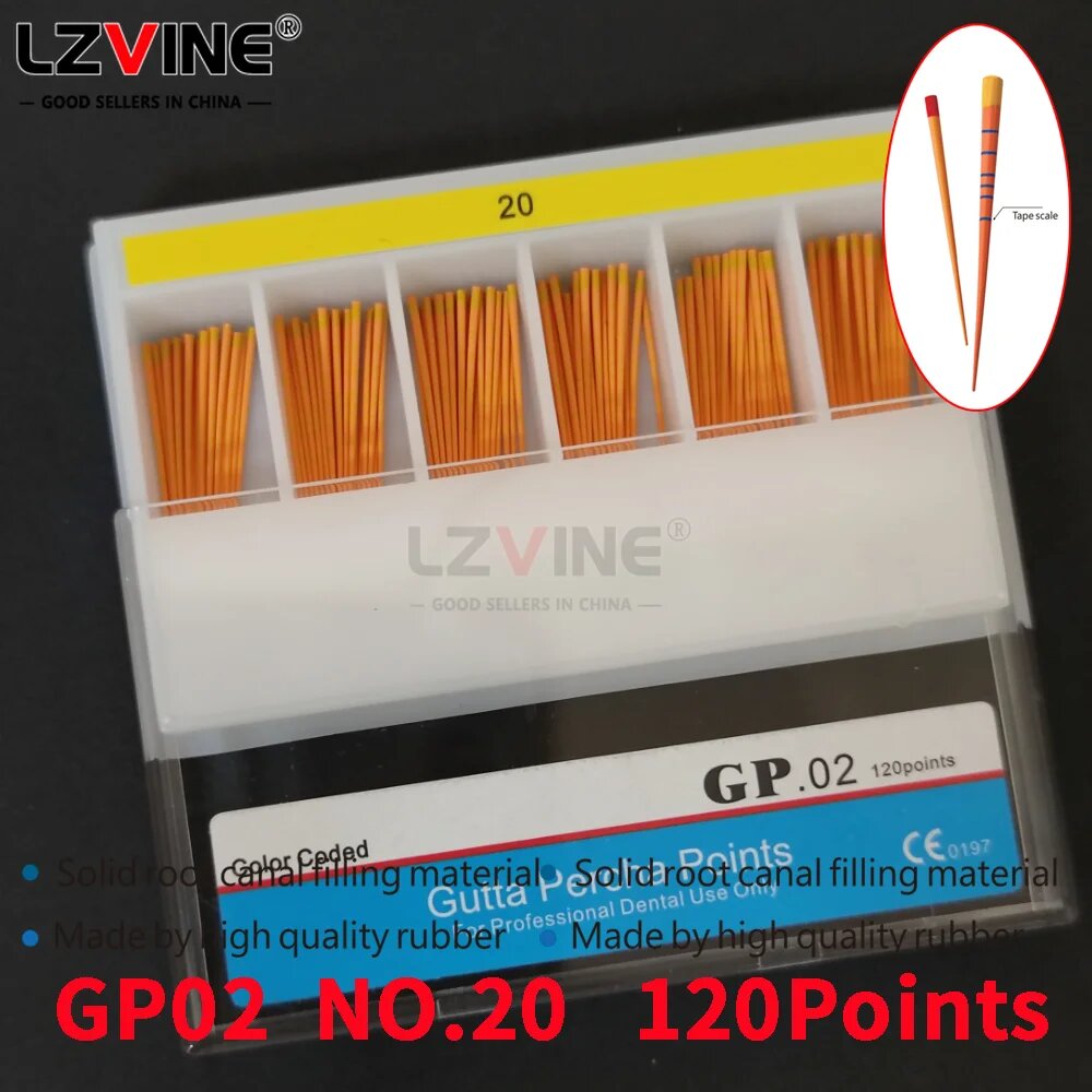 Конусы гуттаперчи LZVINE GP02-NO.20, 120 шт