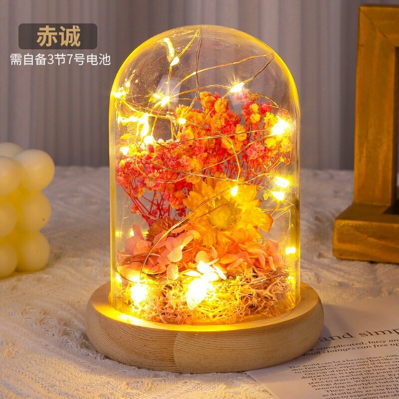 Сохраненные цветы DIY материалы стеклянная крышка ручная работа сухие цветы декор ночник новогодний подарок на день рождения командный строй салон