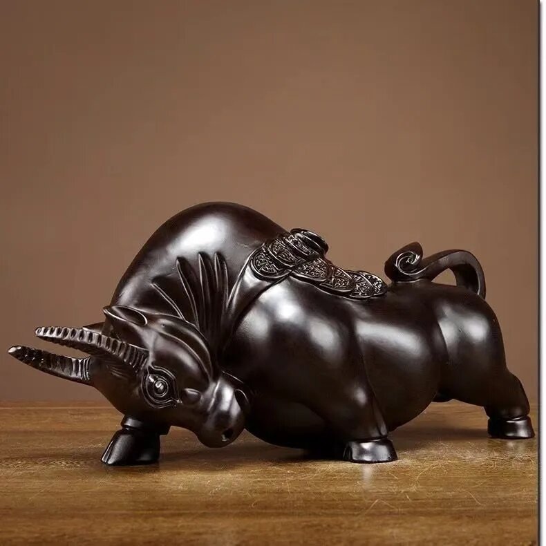 Резные украшения в виде буйвола из черного дерева, все из массива дерева,10, Черный