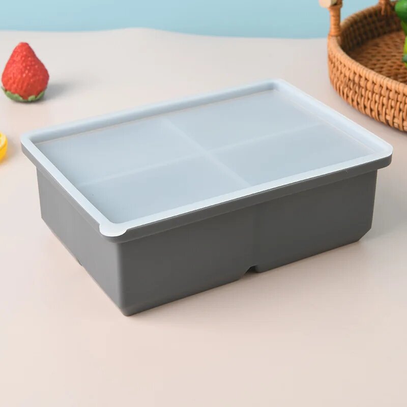 4Grid Гигантское хранилище для еды, соуса с крышкой, силиконовые лотки для морозильной камеры, очень большой контейнер для супа, лоток для льда, формы для замораживания пищевых продуктов