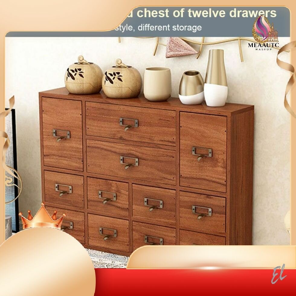 Аптекарский шкаф из дерева с 12 ящиками для библиотеки выполнен в эксклюзивном дизайне