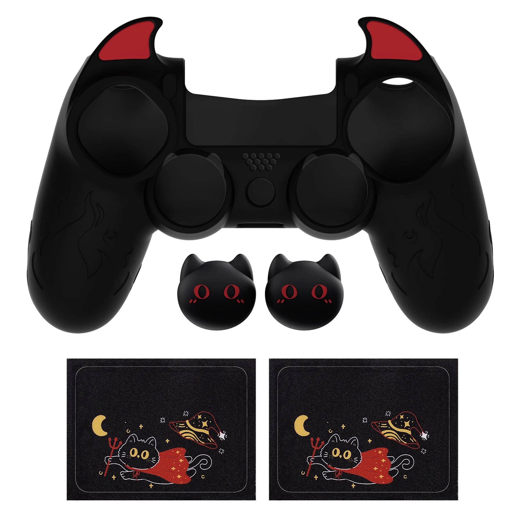 Силиконовый чехол PlayVital Cute Demon Controller, чехол Kawaii, защита кожи геймпада для контроллера PS4 Slim/Pro - черный
