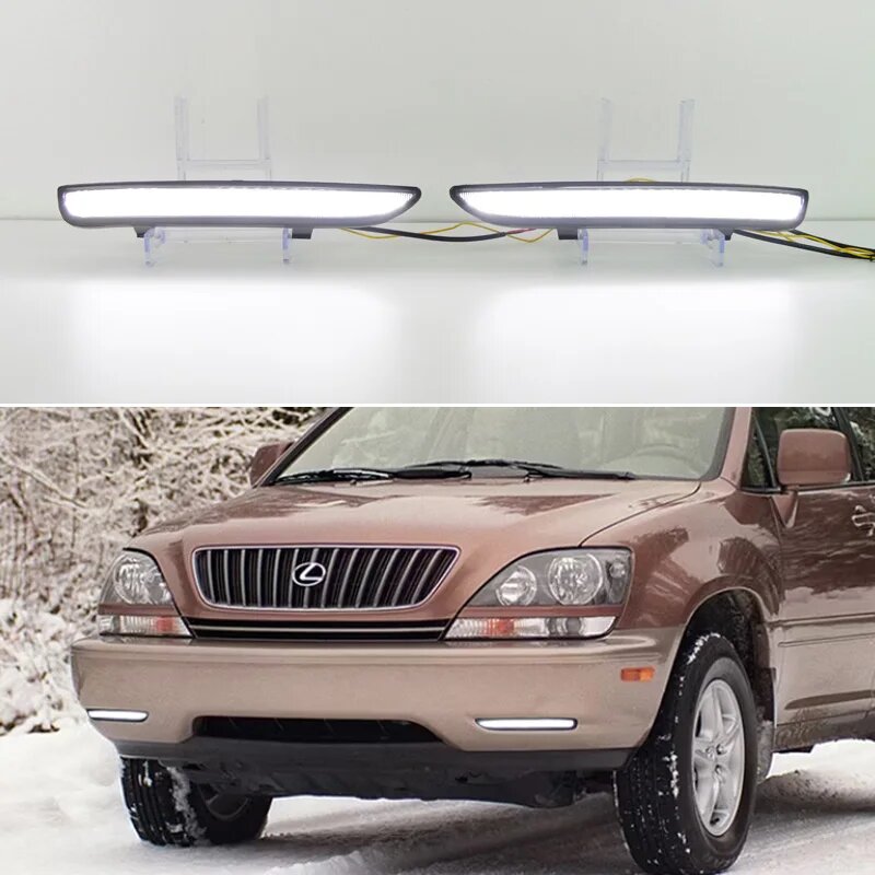Для Lexus RX300 RX330 1998-2002 2 шт. динамический указатель поворота автомобиля DRL 12 В светодиодные дневные ходовые огни светодиодные противотуманные фары украшения