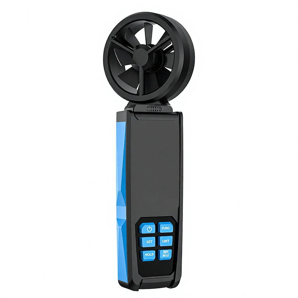 Ручной высокоточный анемометр с двойным подшипником, 8-лопастный вентилятор, цифровой анемометр с ЖК-дисплеем с подсветкой, цветной дисплей, измеритель скорости ветра, шесть режимов измерения с функцией удержания данных и индикацией низкого заряда