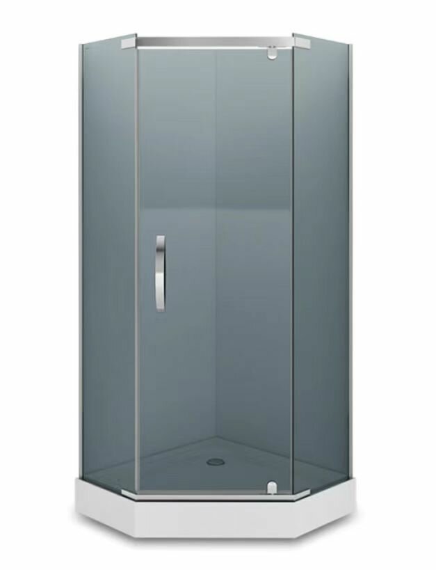 Душевое ограждение Loranto NEO 90x90x200 серое закаленное стекло 8 мм, Easy clean, профиль серебро, без поддона (CS-22112)