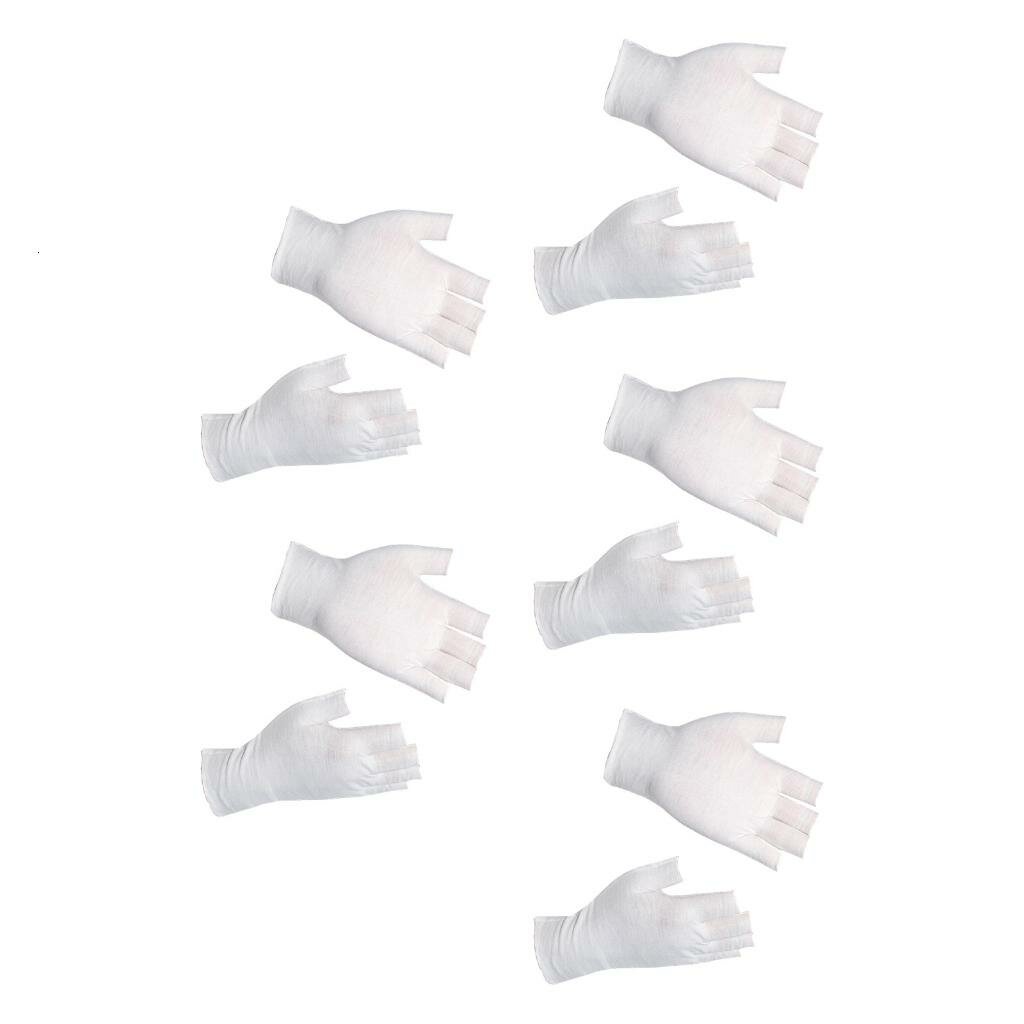 Легкие хлопковые перчатки с открытыми пальцами, 5 пар белых