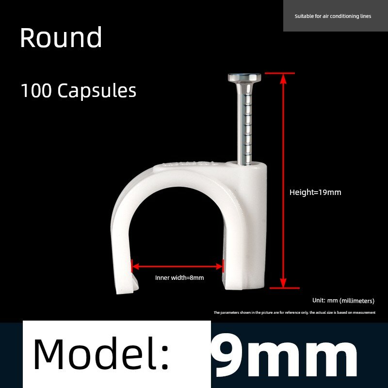 Круглый кабельный зажим для кабелей кондиционеров, диаметр 9 мм, упаковка 100 шт. для управления кабелем, внутреннее