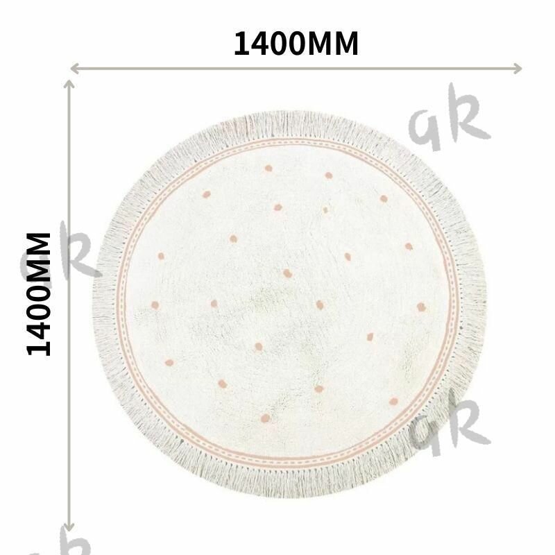 Плюшевый круглый ковер в детскую комнату, мягкий коврик для ползания 1400 мм для новорожденных, игровой коврик в розовый горошек с кисточками, подарок друзьям