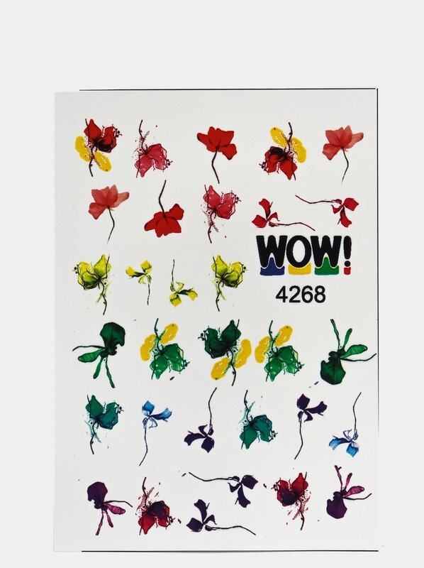 Наклейки для ногтей, слайдеры для маникюра и педикюра. Акварельные цветочки