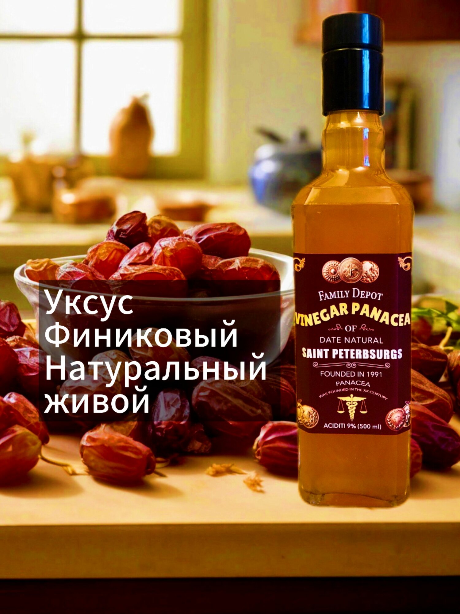 Уксус Финиковый Панацея 0,5 /Натуральный живой нефильтрованный/