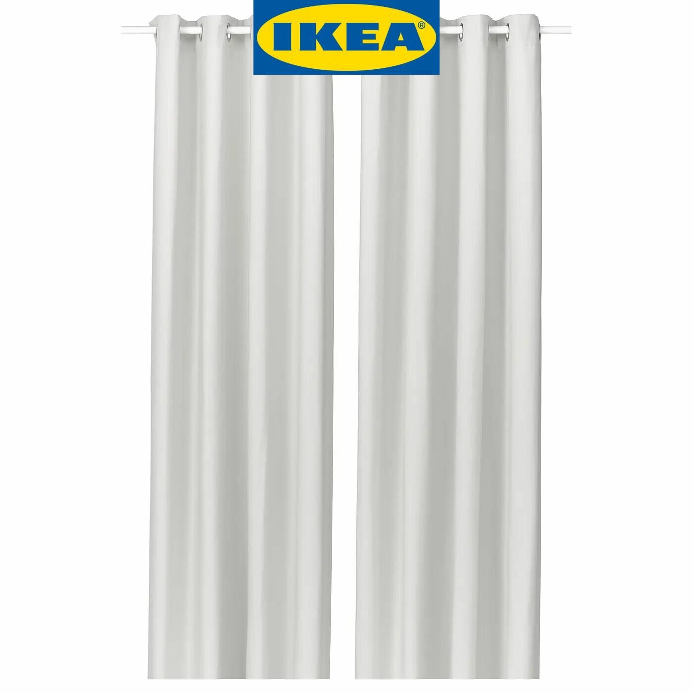 Икеа ГинстонШторы, 2 шторы, белый / с отверстиями, 145х250 см