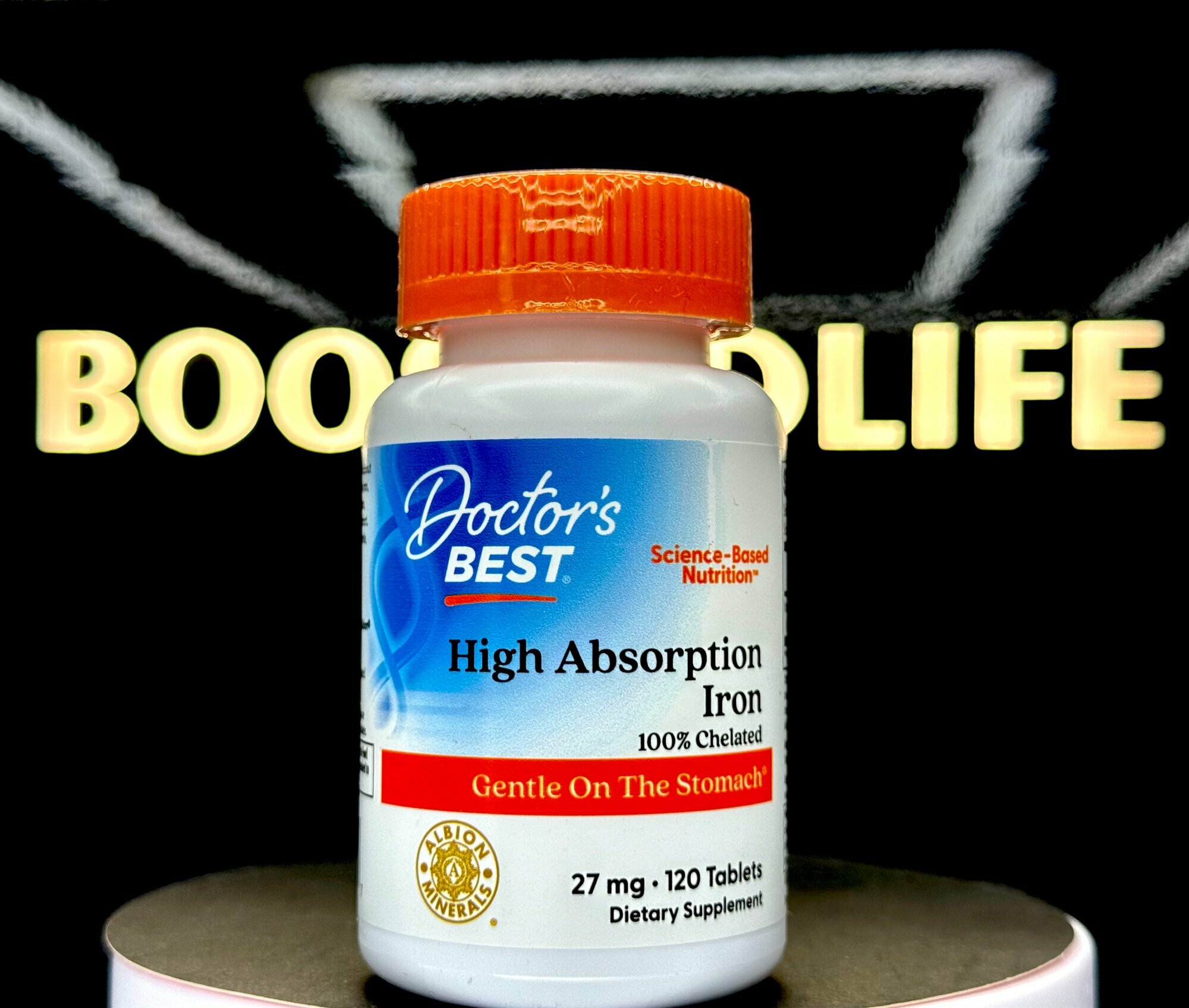 Doctor's Best, High Absorption Iron, Легкоусвояемое железо с Ferrochel, 27 мг, 120 таблеток