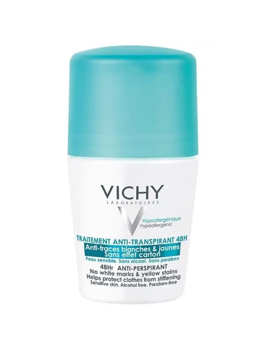 Дезодорант Vichy, защита 48 ч, против белых и жёлтых пятен, шариковый, 50 мл