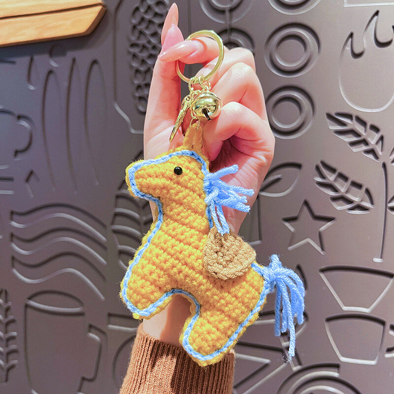 Креативный плюшевый вязаный пони-брелок, милый мультяшный зодиакальный лошадь-талисман, подвеска для сумки, новогодний маленький подарок