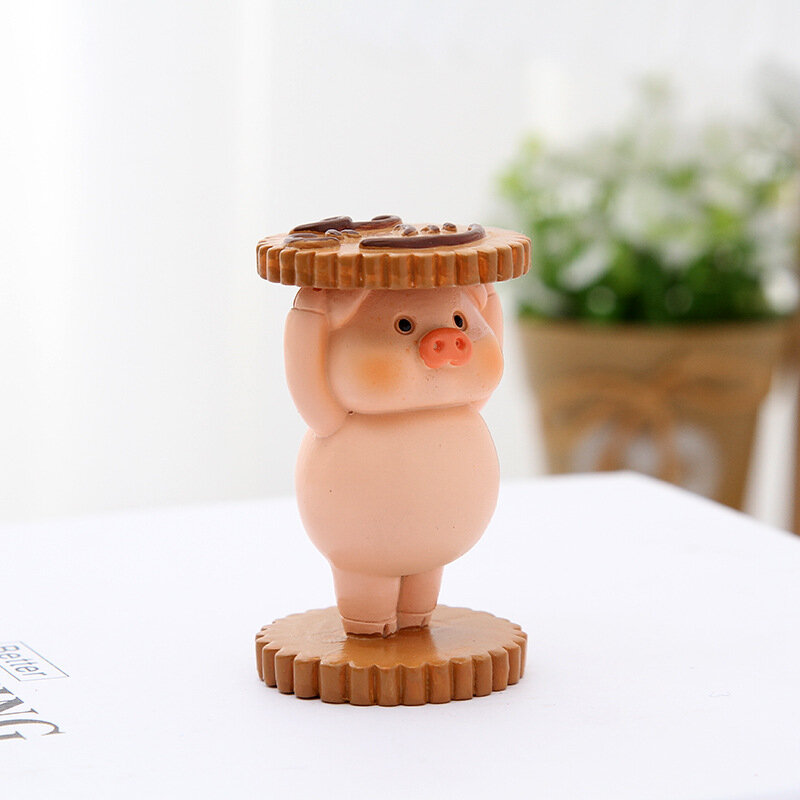 Милый свинка, украшение для автомобиля, декор для интерьера, настольная фигурка свинки из смолы, украшение для торта