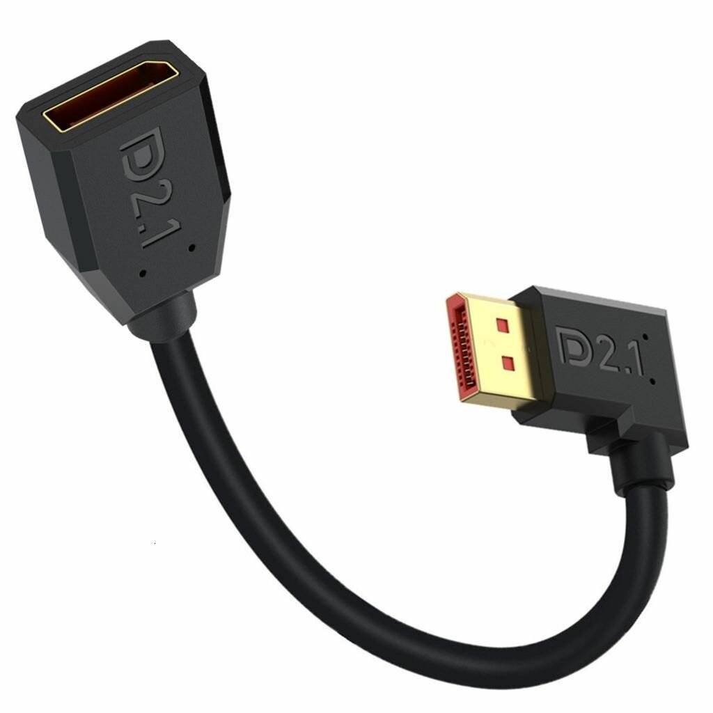Продвинутый кабель DisplayPort 2.1 для иммерсивного гейминга поддерживает 16K30Hz и 8K240Hz, 15cm - Правый изгиб