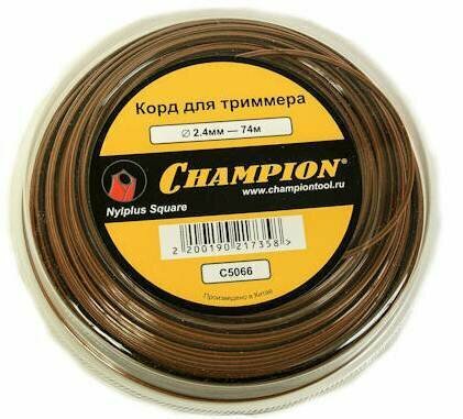 Леска триммерная Nylplus Square 2.4мм* 74м (квадрат)+нож, Champion