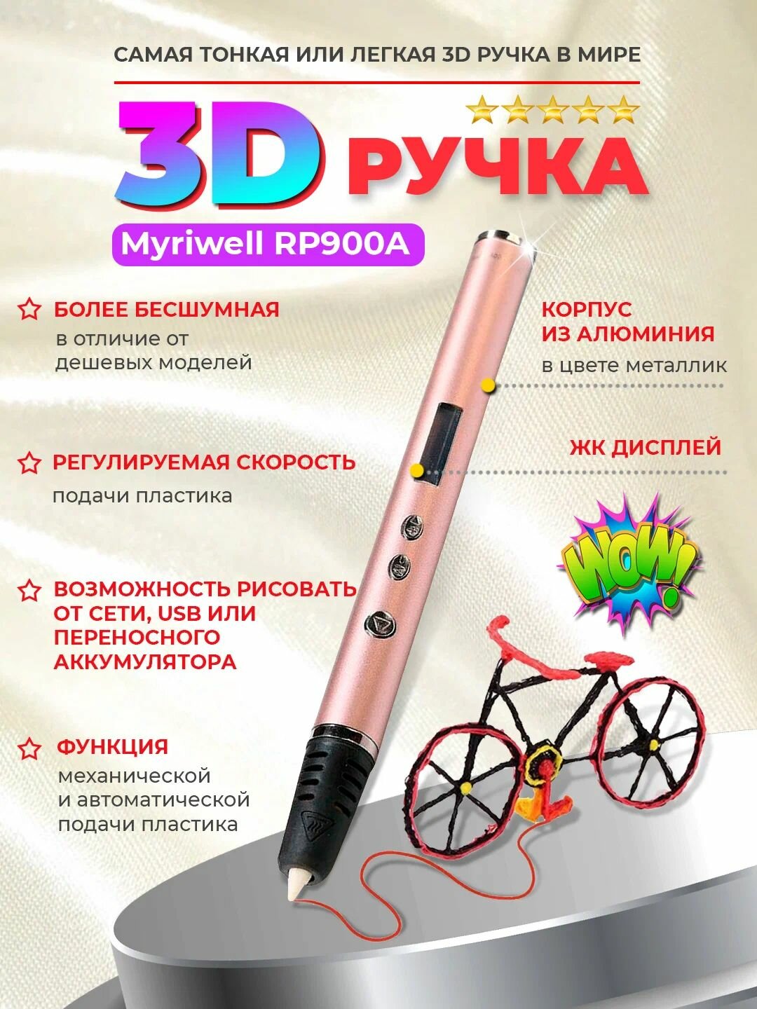 3D-ручка Myriwell RP900A (Розовый)