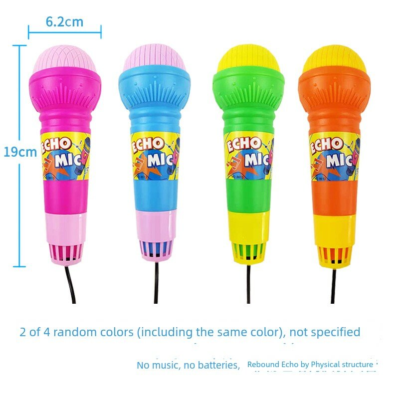 Большой эхо-микрофон для детей, 2 штуки, настраиваемые цвета, идеально подходит для пения и дошкольного обучения