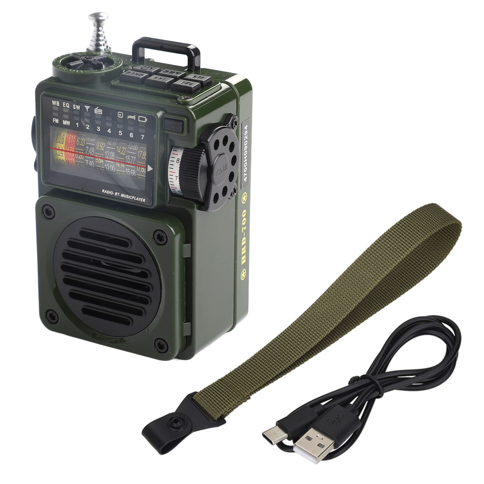 AM/FM радио, портативный музыкальный плеер, прием сигнала, перезаряжаемая Bluetooth-колонка, панк-арт, подарок на день рождения, выдвижная металлическая антенна, слот для TF-карты, зеленый цвет.