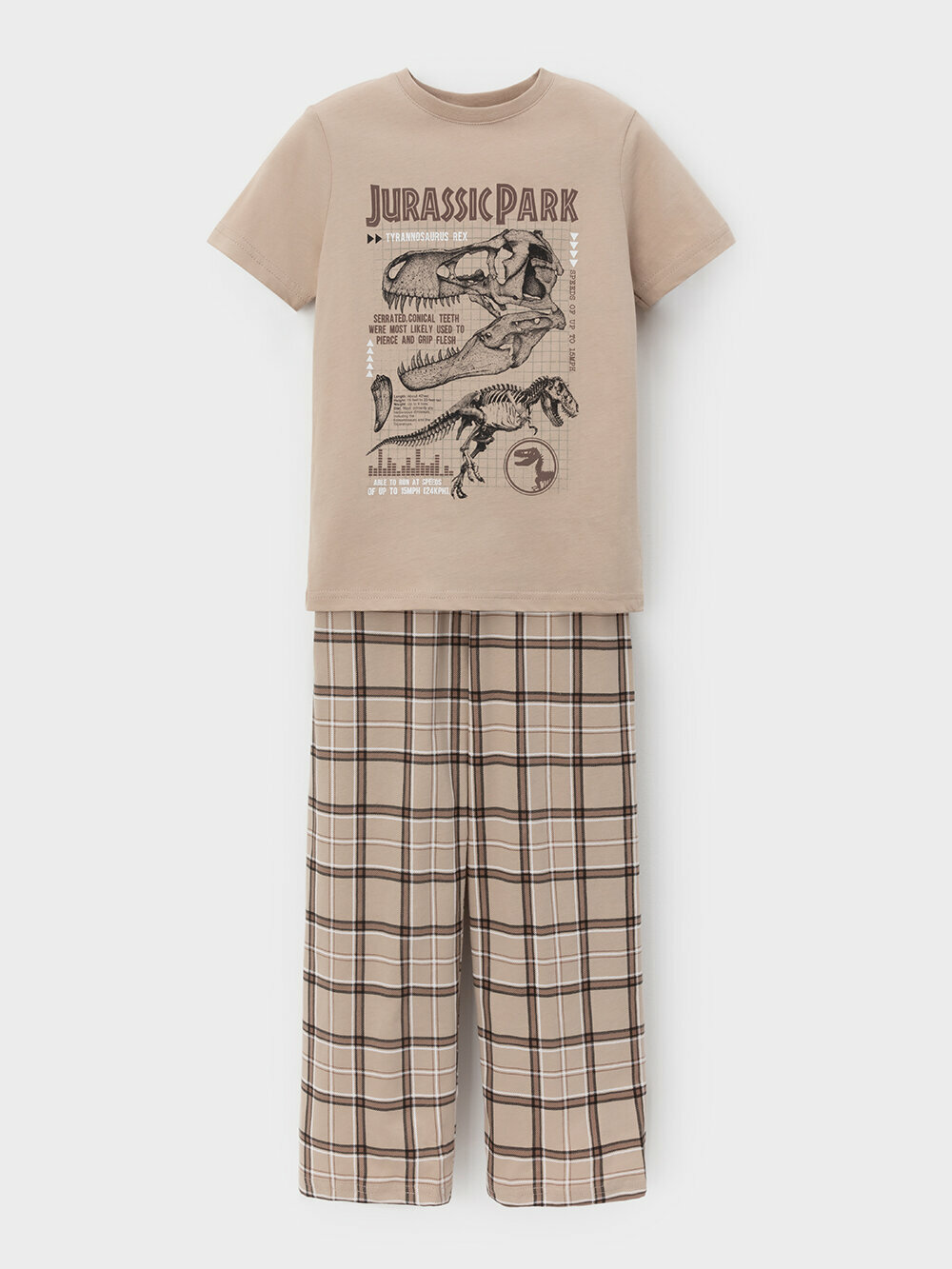 Пижама К 1599/темно-бежевый,шотландская клетка