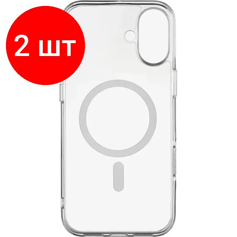 Комплект 2 штук, Чехол uBear Real Mag Case, защитн, iPhone16 Plus, усил. прозр(CS397TT67RL-I24M)