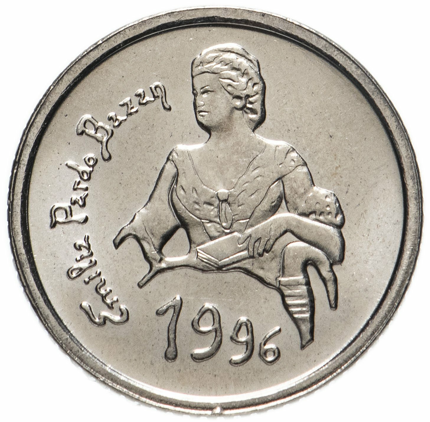 Испания 10 песет pesetas 1996 "Эмилия Пардо Басан", Мельхиор медь-никель, в сохранности UNC