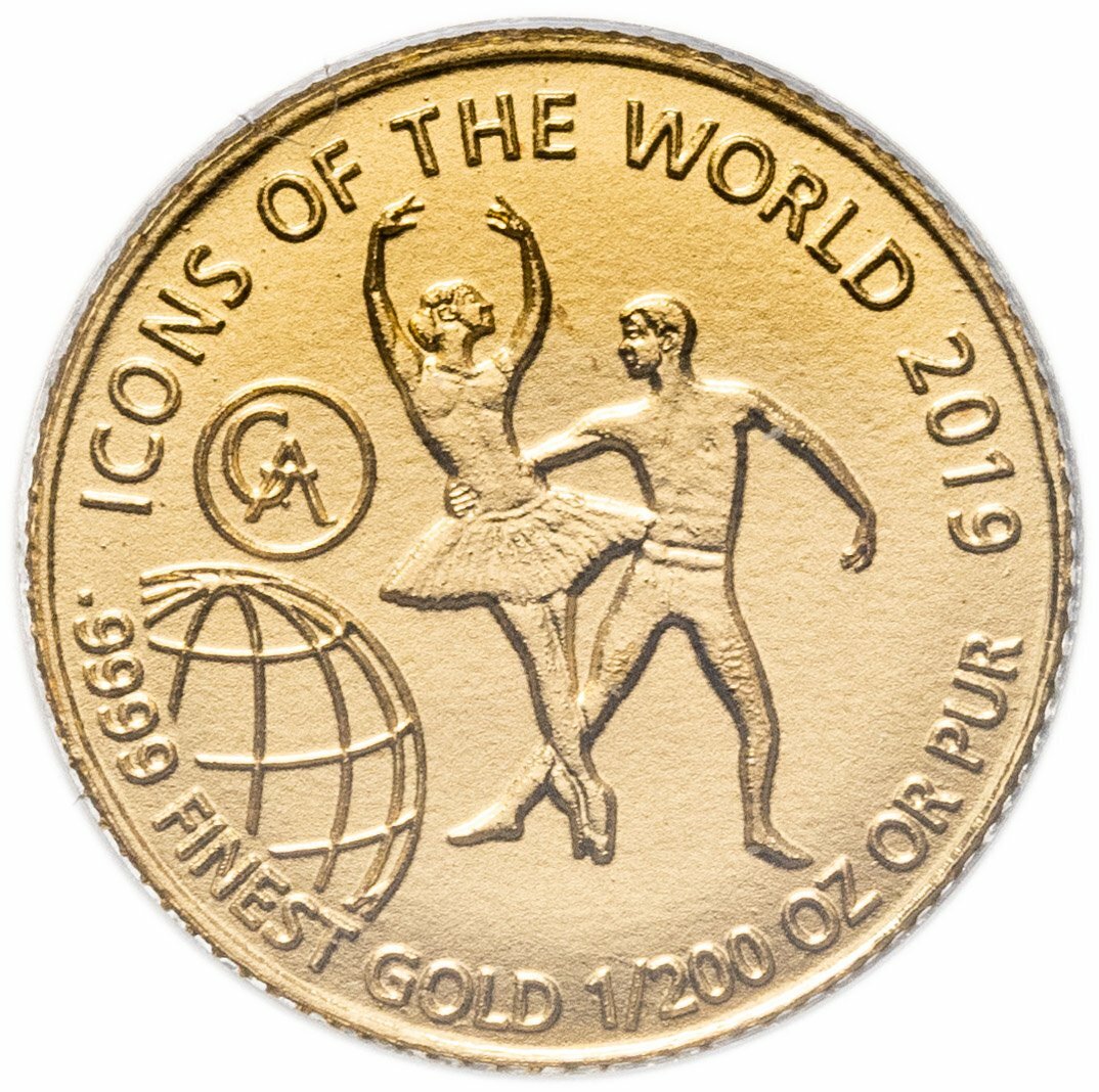 Руанда 10 франков 2019 Балерина и танцовщик, Золото, в сохранности UNC