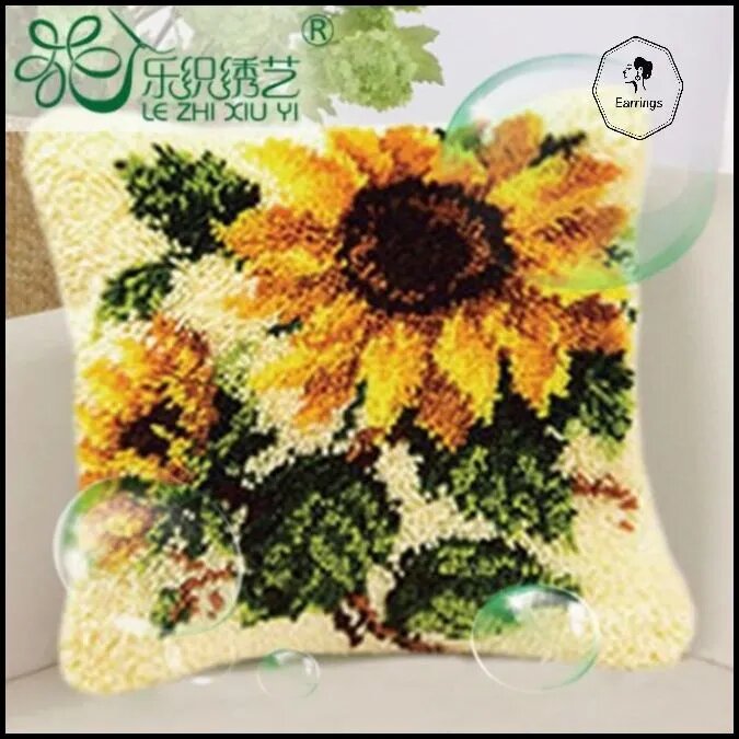 Ковровая вышивка набор для вышивания подушки /Красивые цветы/размером 43х43 см