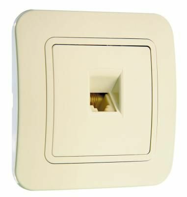 Розетка Makel "Lillium" TF, RJ-11 (телефонная), кремовая, скрытая, 1 розетка