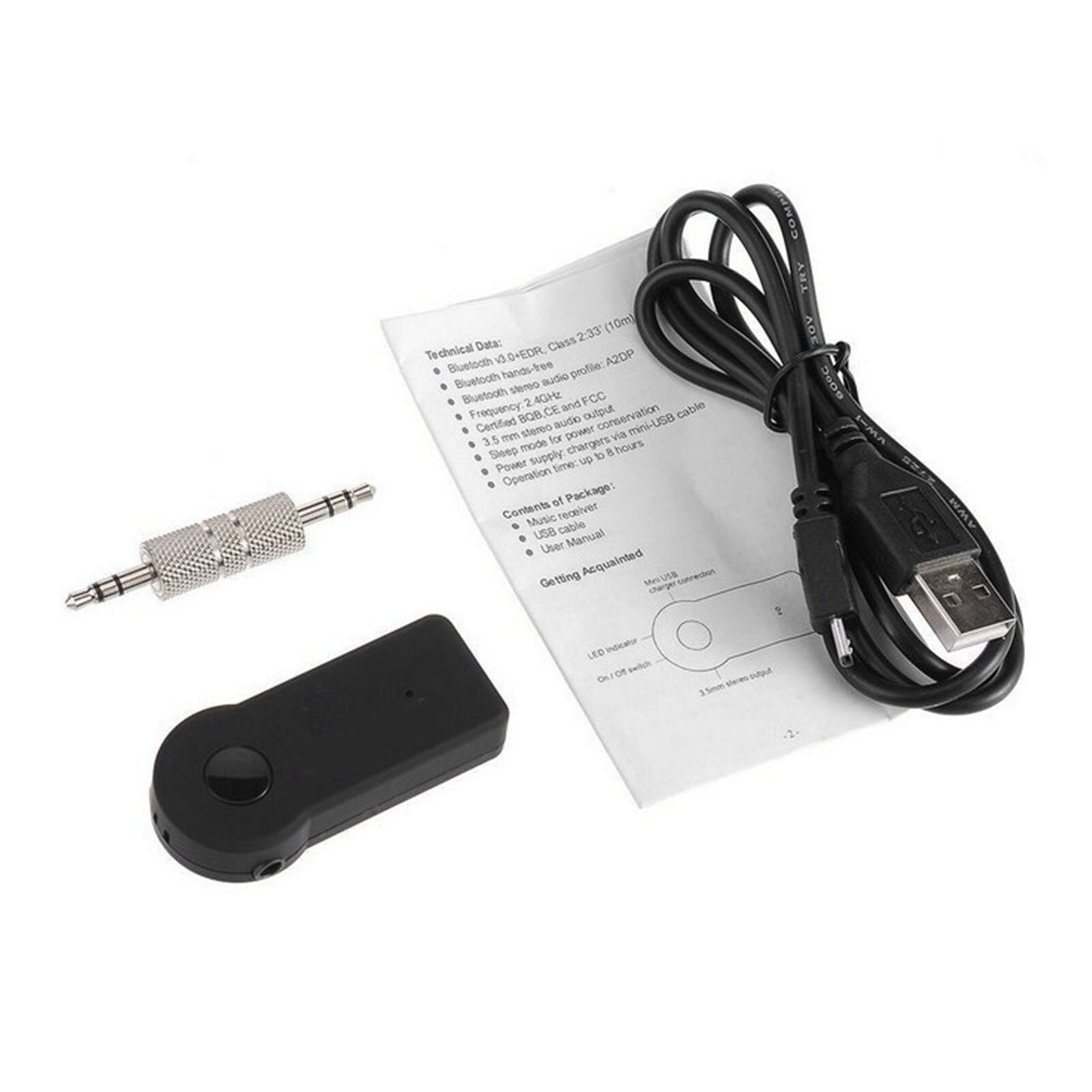 Bluetooth-приемник с разъемом 3,5 мм, 2,4 ГГц, адаптер AUX для громкой связи, универсальный для автомобилей.
