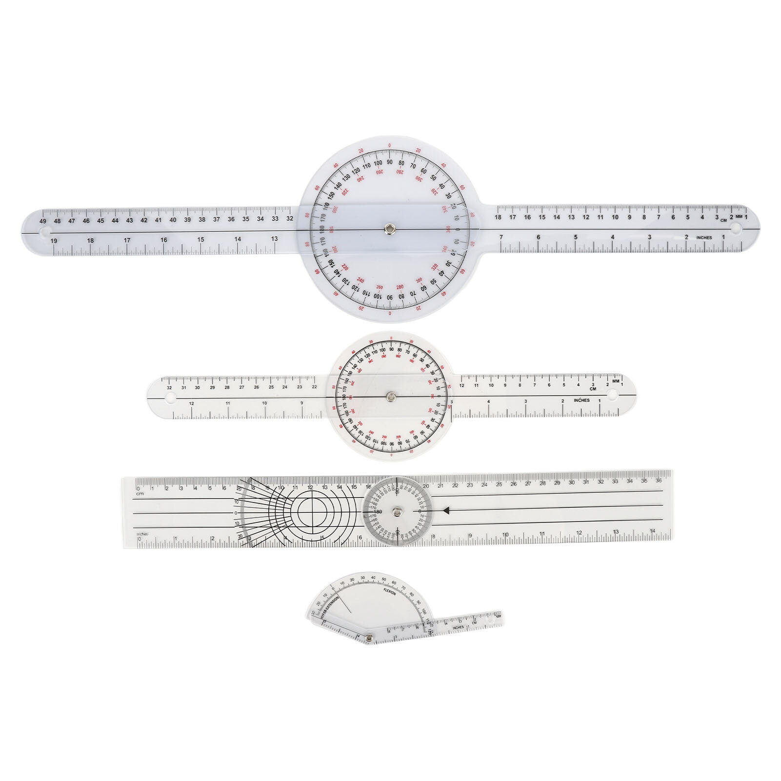 4pcs Medical Goniometer Set votate Прозрачный ортопедический угол линейка измерения для семьи
