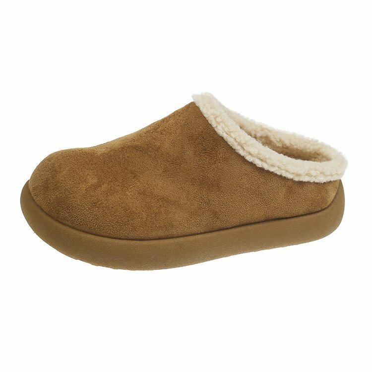 ВесКеды ИзнСтой AIS Мокасины Женщины Зима Флис Однотонный Корейский Картофельный стиль Внешний/Black