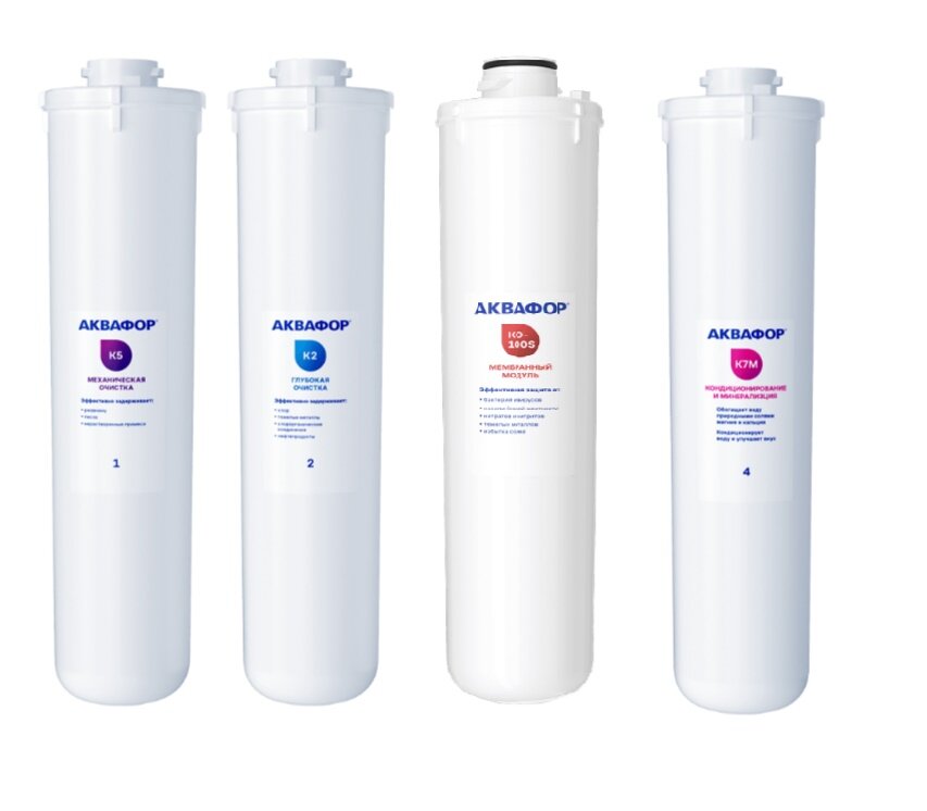 Комплект картриджей Аквафор DWM-102S/DWM-201, для очистки воды, 4 штуки