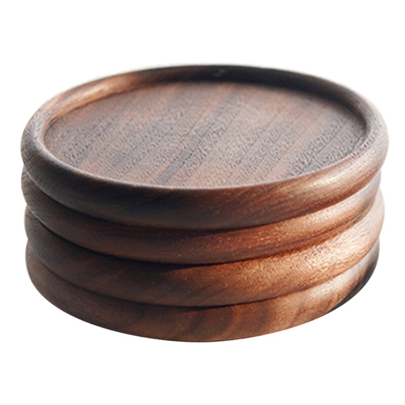 4 круглые подставки из орехового дерева