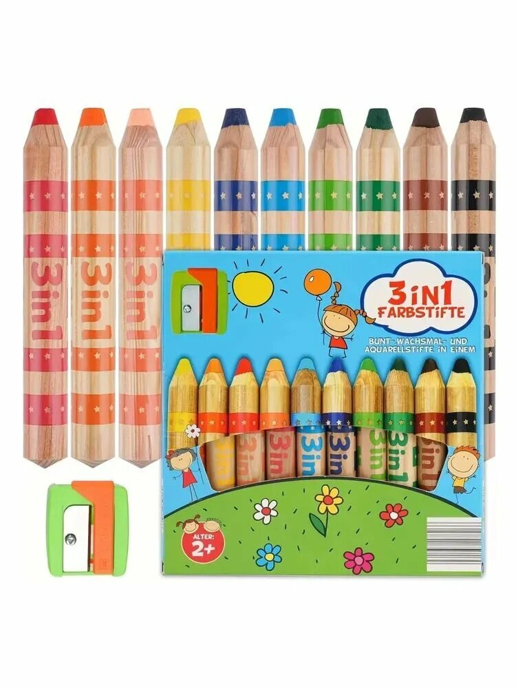 Набор карандашей, вид карандаша: Акварельный, Цветной, 10 шт.