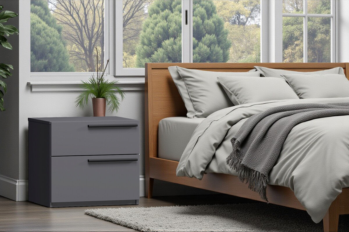 Прикроватная тумба Лорена Пакс-4 Серый Графит 162 PE NOW 55x44x50 см, Дом мебели для вас