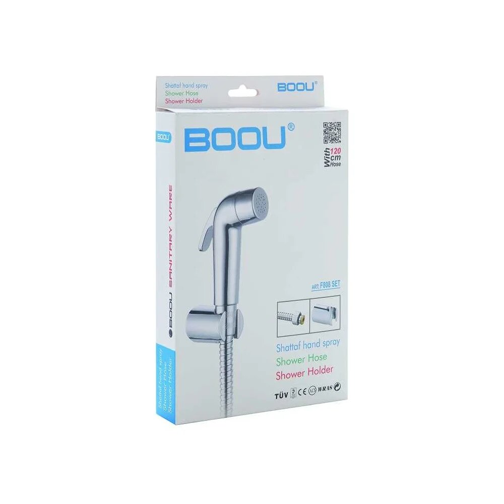 Комплект для душа BOOU F808SET, хромированный набор из нержавеющей стали, округлая леечка с переключателем на корпусе