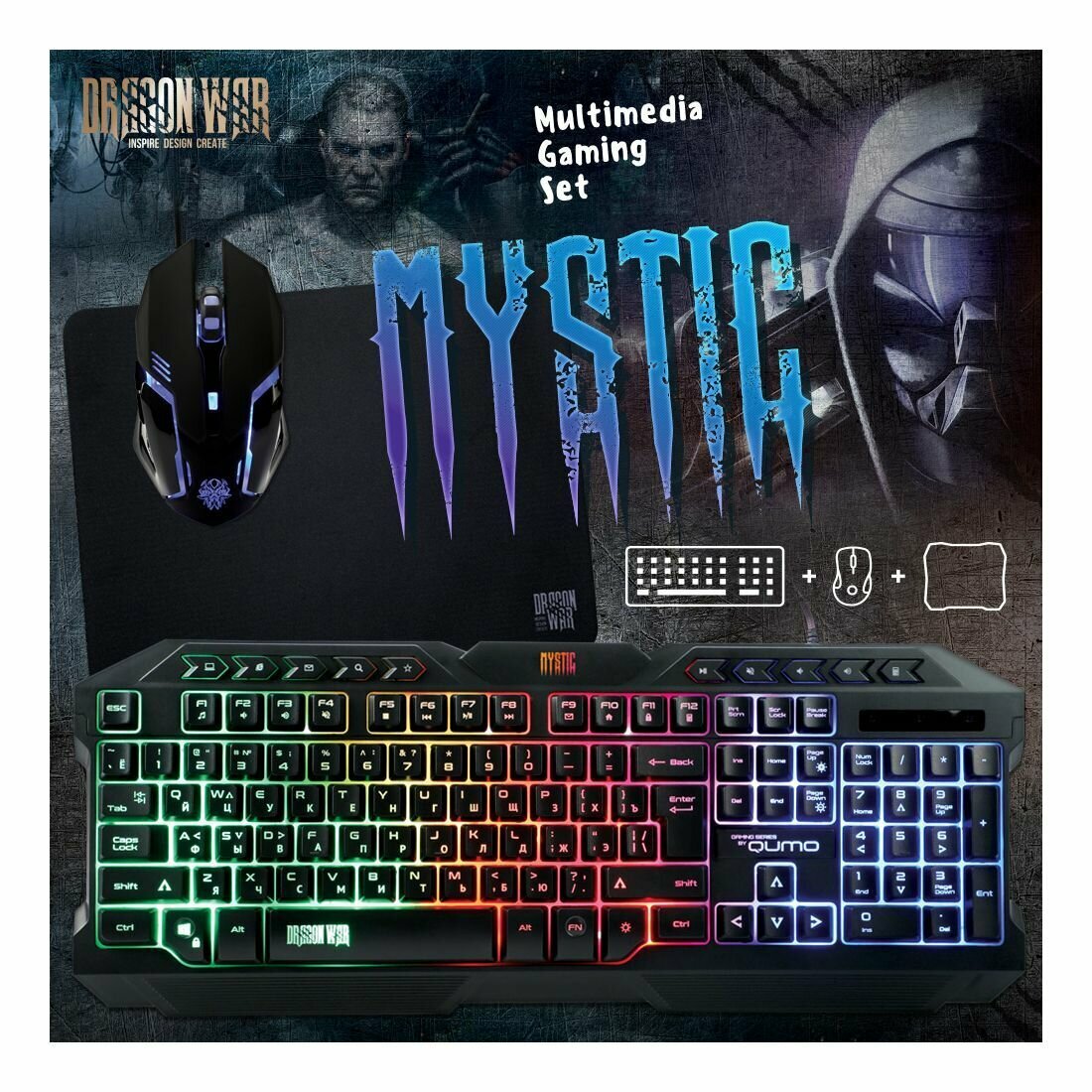 Qumo комплект игровой Mystic клавиатура + мышь + коврик